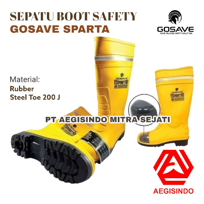 Sepatu Boot Rubber Safety GOSAVE SPARTA Karet Ujung BESI Steel Toe ...
