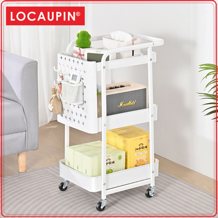 Locaupin Kitchen Metal Trolley Storage Racks Office Shelves Book ...