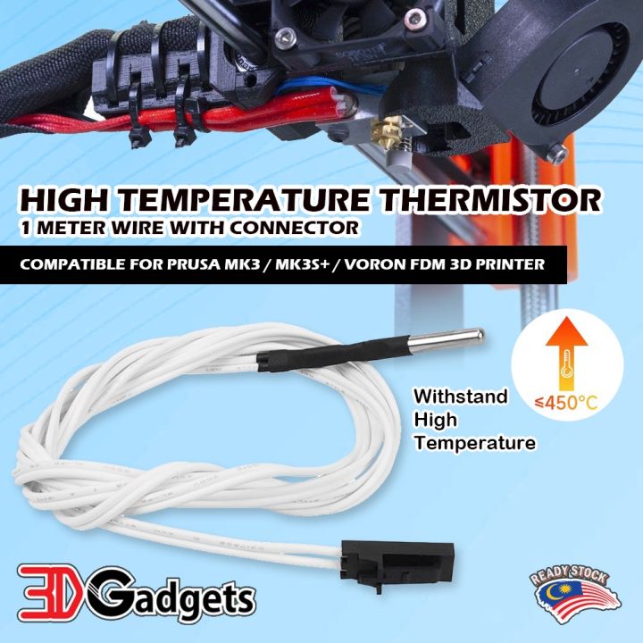 High Temperature Thermistor 1 meter length compatible for Prusa MK3S+ / Voron DIY FDM 3D Printer ...
