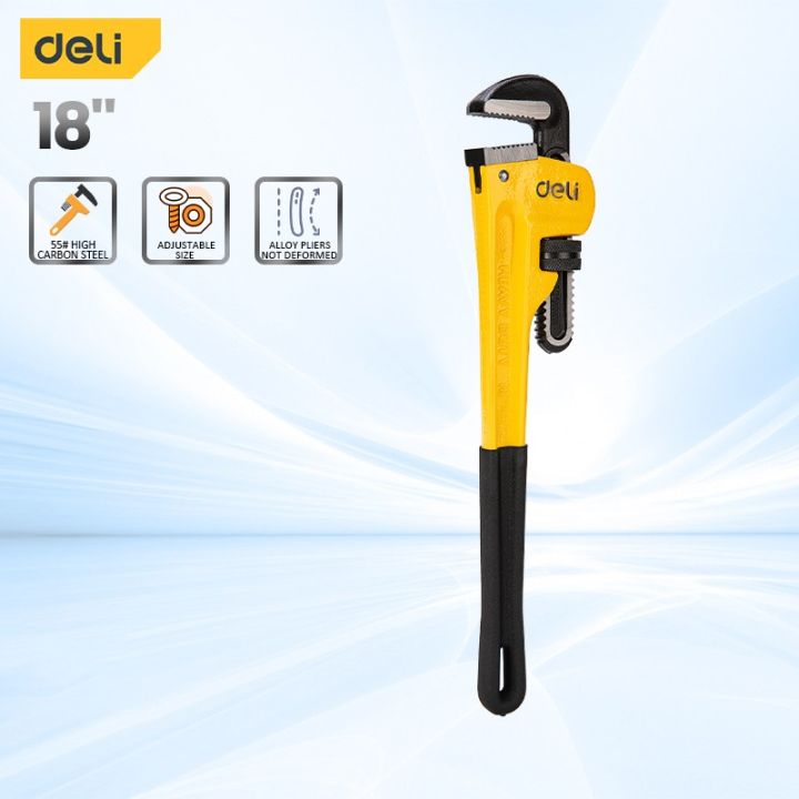 Deli Heavy Duty Pipe Wrench Industrial Solid Aluminum Pipes Wrench ...