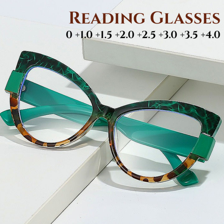 Cat Eye Far Sighted Reading Glasses for Women Fashion Oversized Eyewear ...