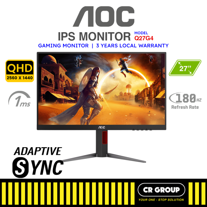 AOC Q27G4 - 27" QHD Gaming Monitor - 180Hz Refresh Rate - 1ms Response ...