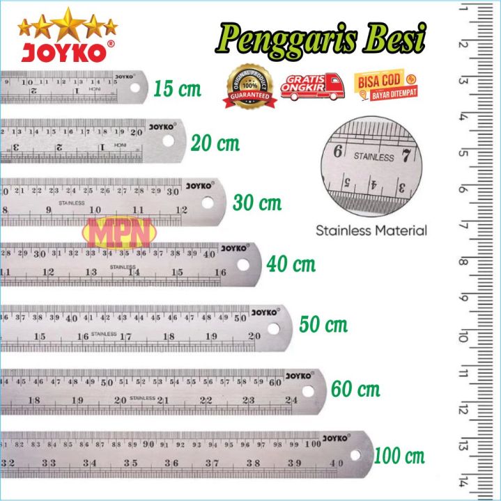 Penggaris BESI JOYKO, Stainless Steel Ruler, PENGGARIS 30 CM, PENGGARIS ...