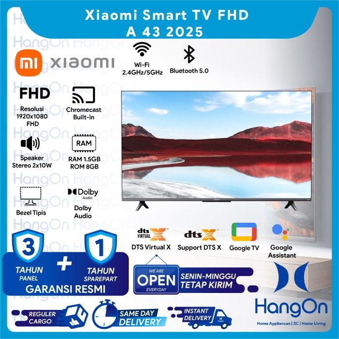 Xiaomi TV A2 43" 43 Inch FHD Smart TV Android 11 Mi Digital Dolby DTS ...