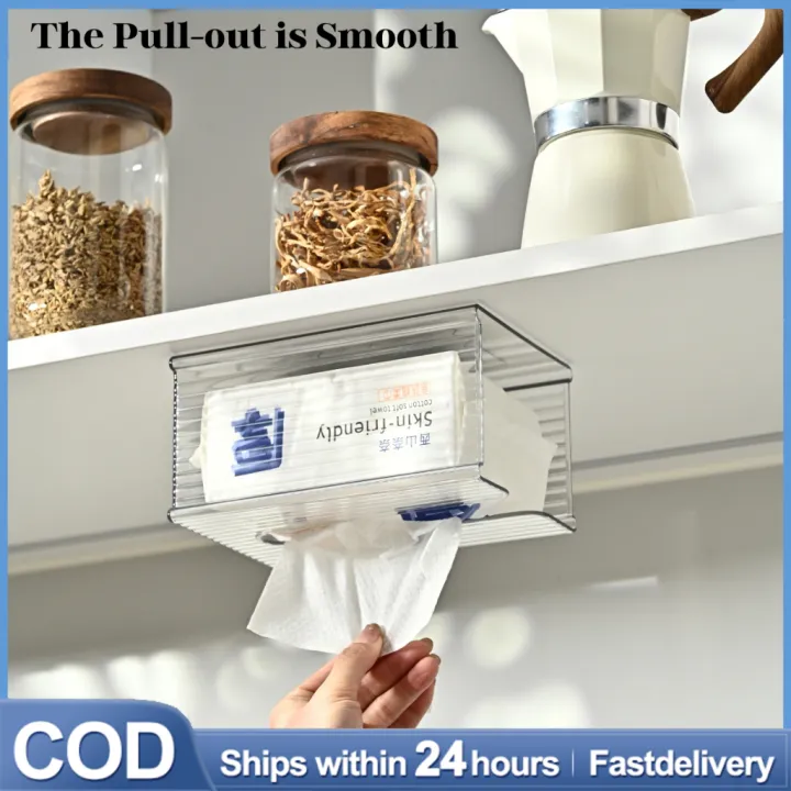 Wall Mounted Clear Plastic Tissue Holder Bathroom Counter Paper Towel ...