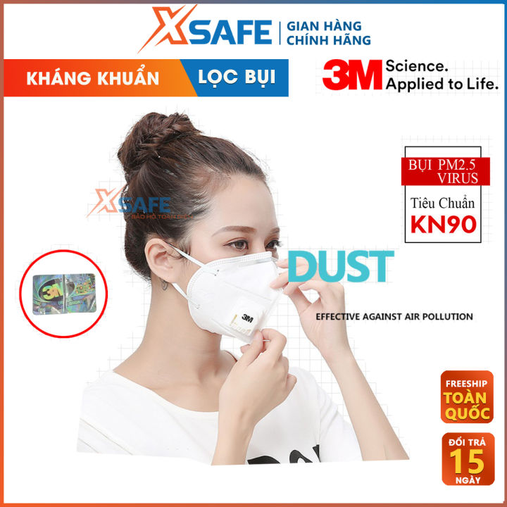 Khẩu trang 3M 9001V tiêu chuẩn KN90 , 1 hộp 25 cái Van lạnh 1 chiều, kháng khuẩn,khẩu trang lọc ...