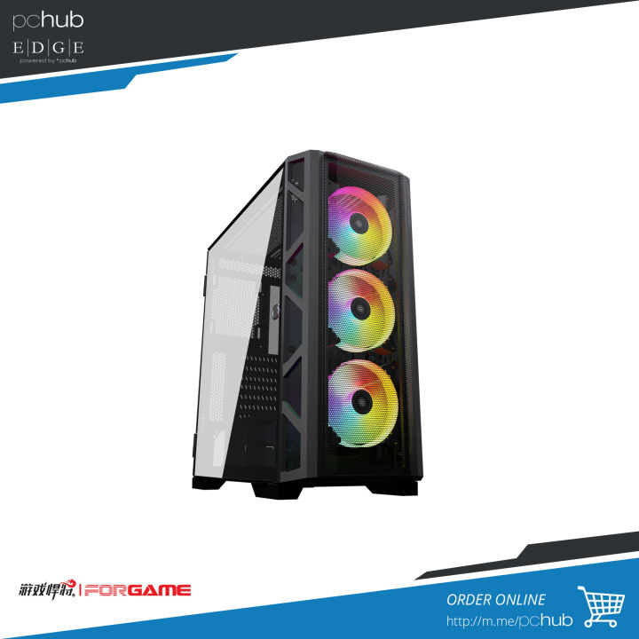 PChub | iForgame Nimbus1 M ICE TG, ATX, black out, 3x120mm, mesh front ...