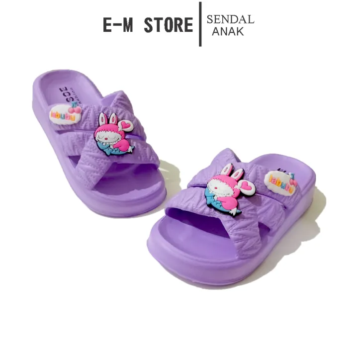 Sendal Anak Perempuan Motif Silang Labubu Baru Jelly Karet | Lazada ...