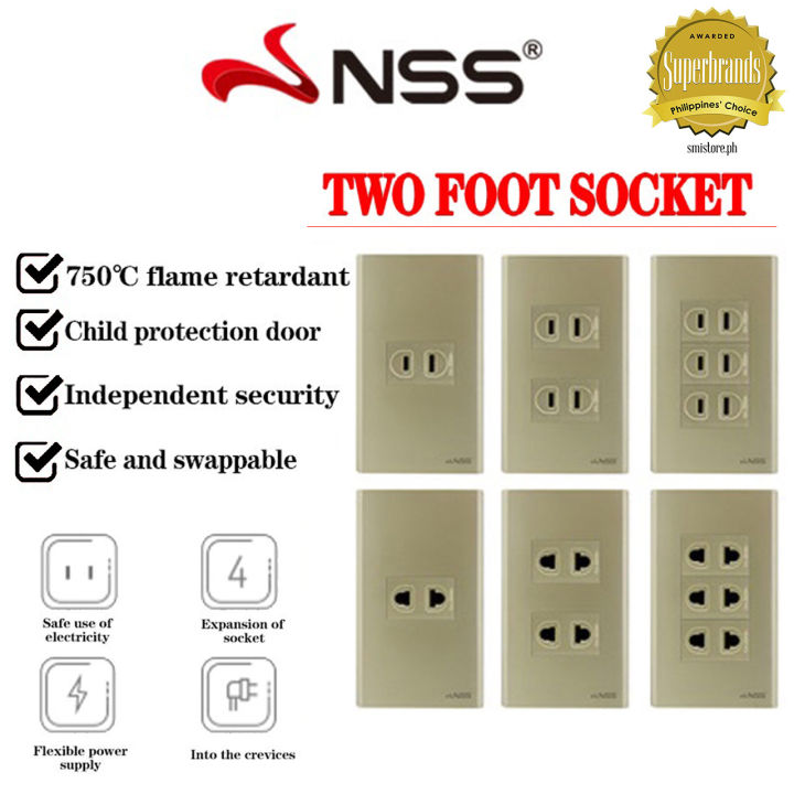 NSS Gold Wall Socket Wide Series Flat and Round Pin Duplex Utility ...