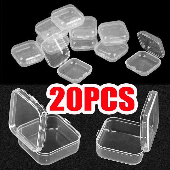 20Pcs Small Boxes Square Transparent Plastic Box Jewelry Storage Case Finishing Container ...