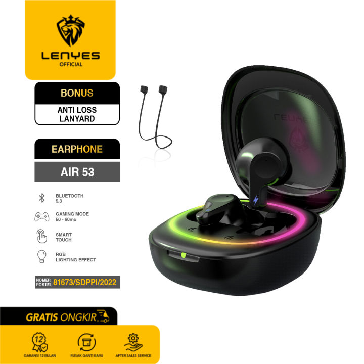 LENYES Earphone Air 53 Wireless Headset Gaming TWS RGB Bluetooth ...