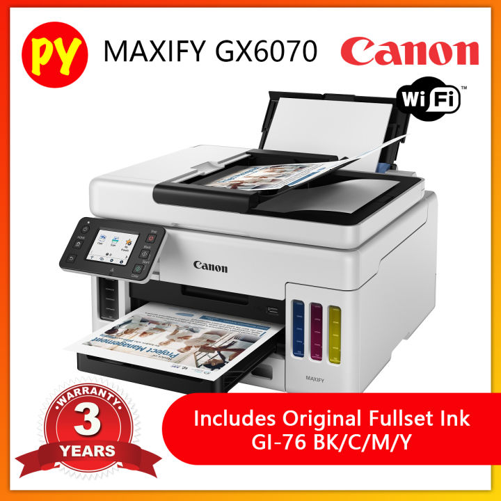Canon MAXIFY GX6070 (Print, Scan, Copy, Wifi) GX-6070 Refillable Ink ...