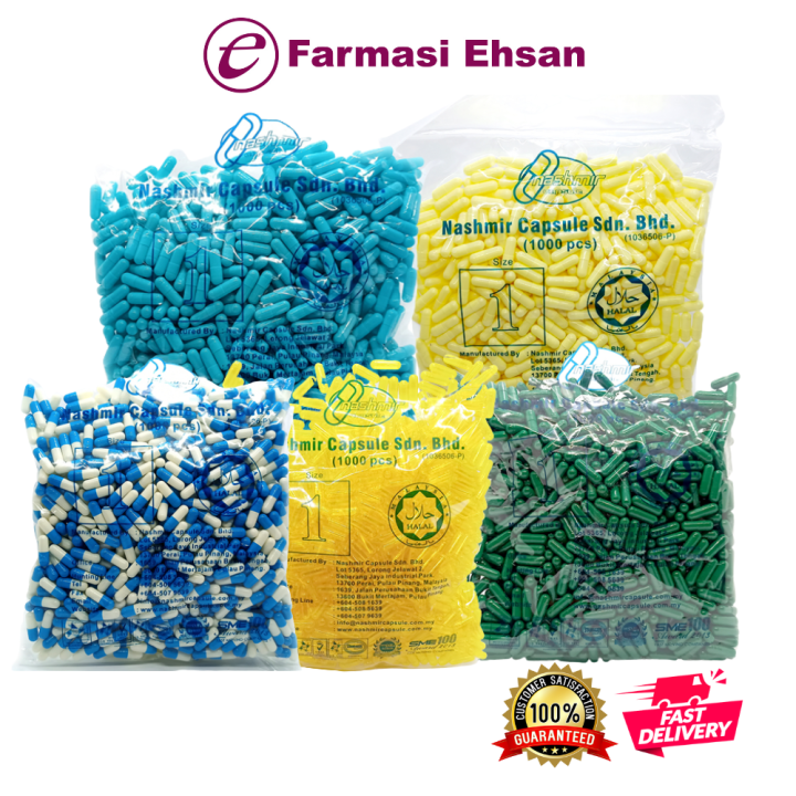 Kapsul kosong Empty Capsule NASHMIR HALAL Saiz 1 1000pcs | Lazada