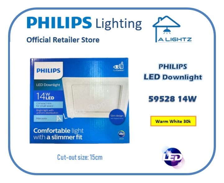 (4 packs) Philips 59528 Marcasite Downlight Square 14W 30K (cut out ...