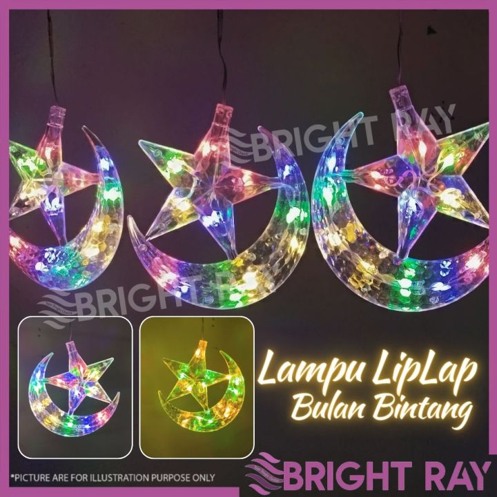RAYA Lampu Raya Bulan Bintang Lampu Lip Lap Lampu Hari Raya LED Light ...
