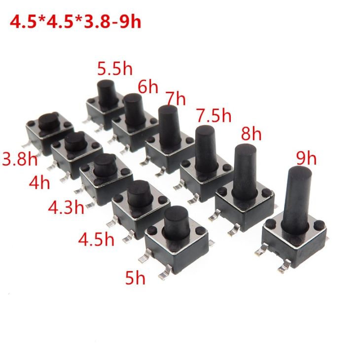 100pcs/lot mini switches 4.5x4.5*3.8-9mm Panel PCB Momentary Tactile ...