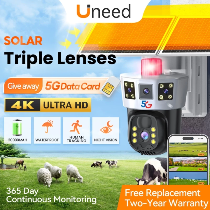 UNEED Solar Outdoor CCTV Camera V380 Pro 5G No WIFI Needed Remote ...