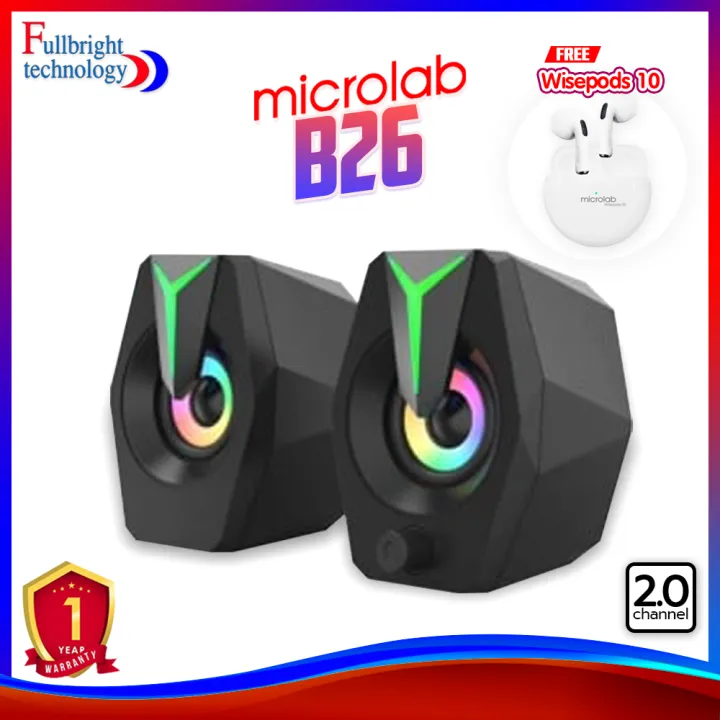 ลำโพงข้าง Microlab B26 USB Speaker 2.0 Ch. (6 Watt) Free Microlab Wisepods 10 | Lazada.co.th