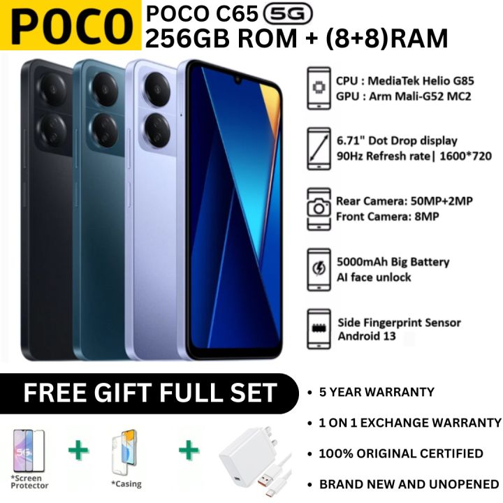 Poco C65 MediaTek Helio G85 Processor 8+256GB 50MP AI Triple Camera Smooth 6.74" 90Hz Display ...