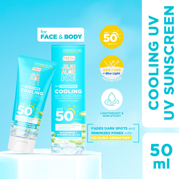 Fresh Skinlab Jeju Aloe Ice 3in1 Niacinamide Cooling UV Sunscreen 50mL ...