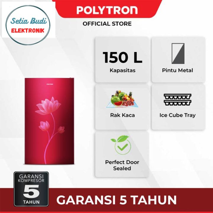 Kulkas 1 Pintu Polytron Metal Door Series – PRB 159 B / R -150 Liter ...