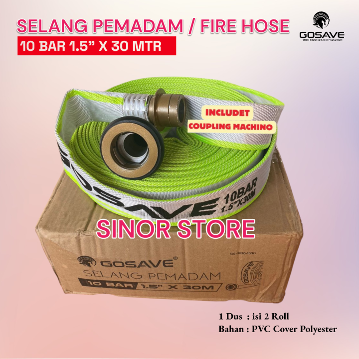 Fire Hose / Selang Hydrant Gosave Pemadam Kanvas 10 bar 1,5" x 30 Meter ...