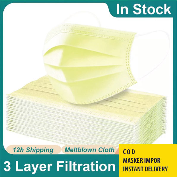 DISPOSABLE FACE MASK 3ply 50pcs MASKER EARLOPS MEDIS SURGICAL ISI 50 ...