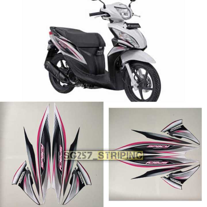 STIKER STRIPING LIS POLET BODY MOTOR HONDA SPACY KARBU 2012 PUTIH ...