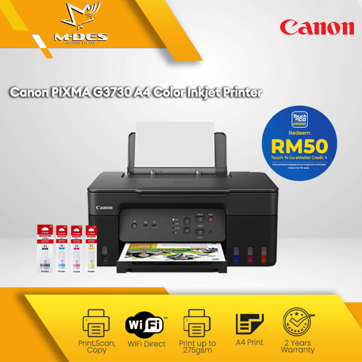 Canon Pixma G3730 All In One Wireless Easy Refillable Ink Tank Printer ...
