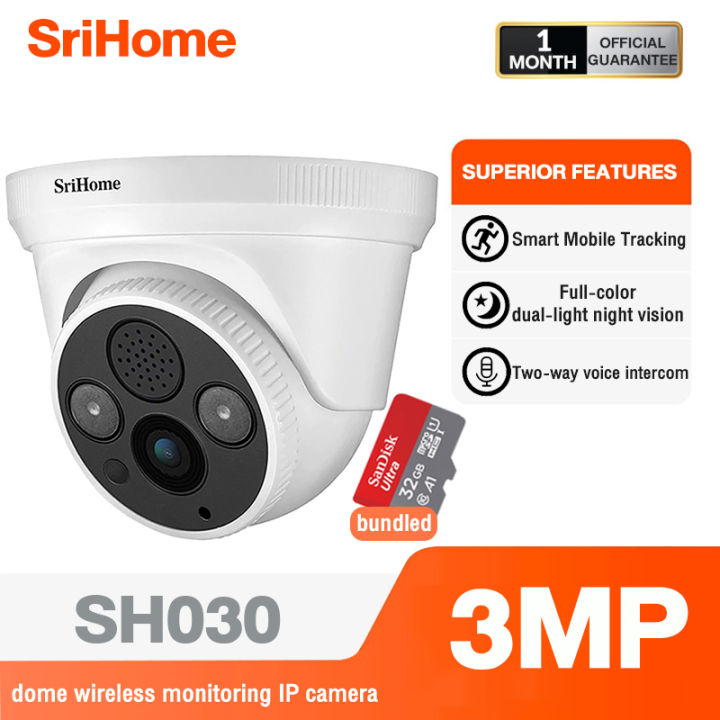SriHome SH030 1296P Super HD (2304 x 1296) Indoor WiFi CCTV Camera IP ...