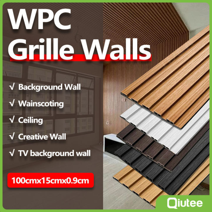 100CM*17CM WPC Fluted Wall Panel Sticker Waterproof Grille Design ...