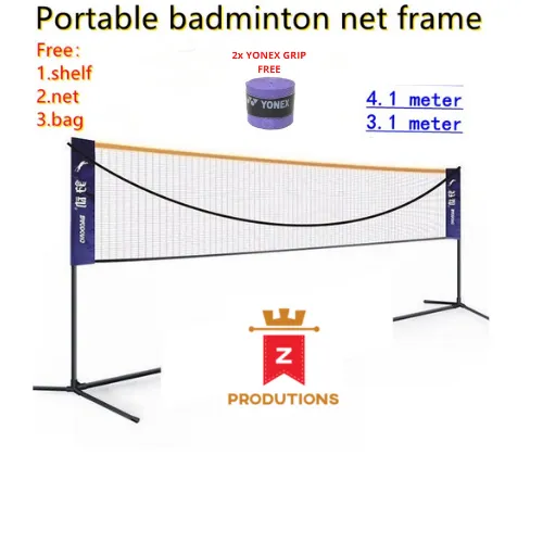 (READY STOCK)Portable Badminton Net 3.1/4.1m Adjustable Jaring ...