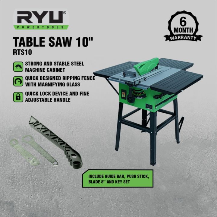 Table Saw 10" RYU RTS10 / Mesin Meja Potong Gergaji Kayu 10 Inch RTS 10 ...