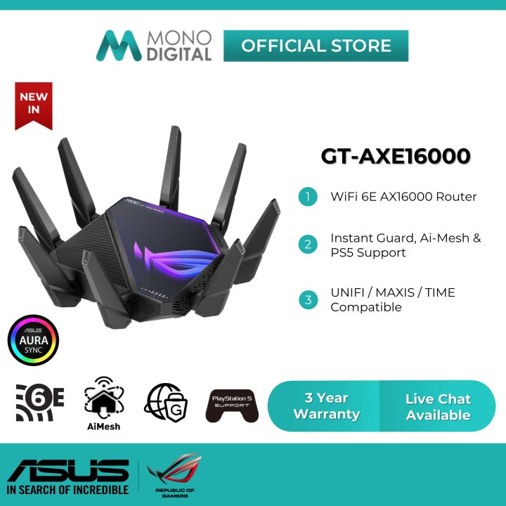 ASUS ROG Rapture GT-AXE16000 / GT-AXE11000 Quad-Band WiFi 6E Ai-Mesh ...