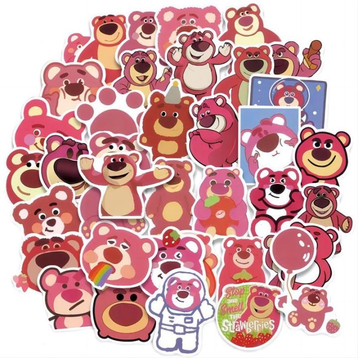 Set 50 Sticker Hoạt Hình Gấu Dâu Lotso Bear Dễ Thương chống nước dán ...