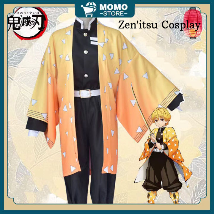Demon Slayers Zenitsu Costume Cosplay Adult Kids Halloween Clothes ...