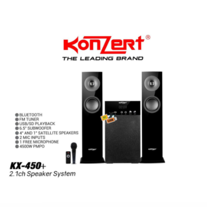 Konzert KX-450+ Multimedia Speaker System w/ Bluetooth, FM, SD/USB ...