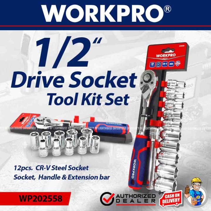 WORKPRO 1/2" CR-V Drive Socket Set (WP202558) LIGHTHOUSE ENTERPRISE | Lazada PH