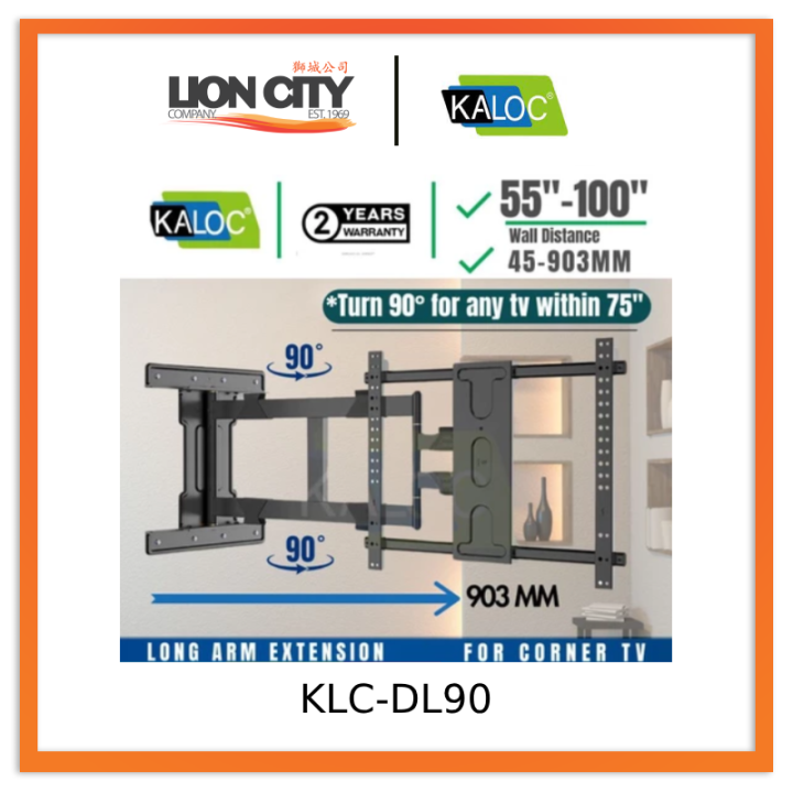 Kaloc KLC-DL90 55"-100" 90° DEGREES SWIVEL Long Arm TV Wall Mount ...