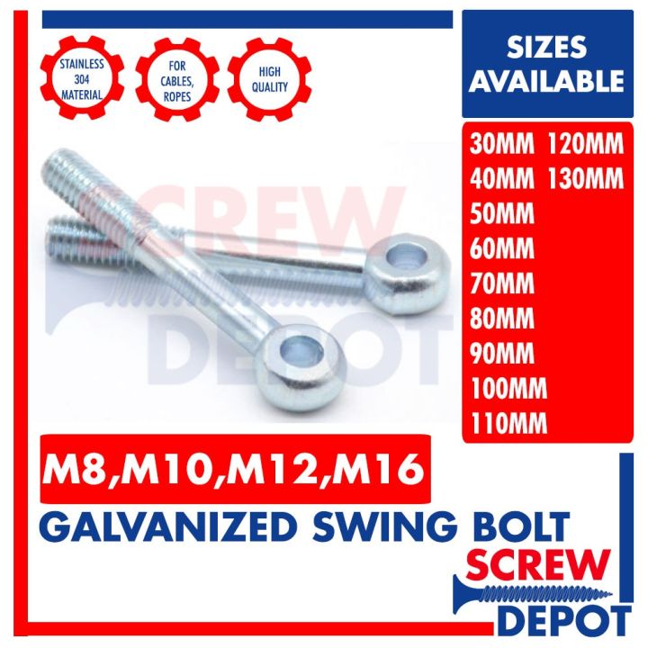 5/1PC Galvanized Swing Bolt / Fish Eye Stud Bolt GI for Lifting Screw ...