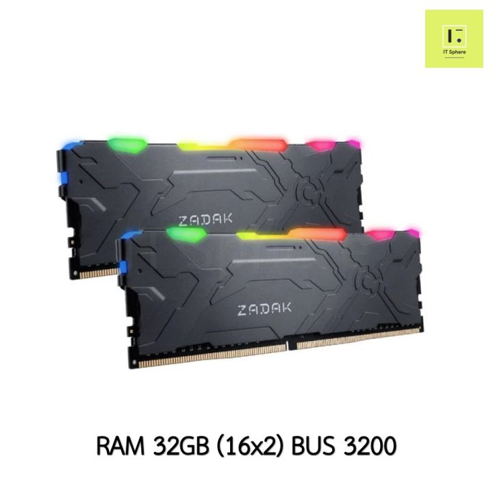 Ram 32GB BUS3200 DDR4 (แรม Zadak MOAB RGB DDR4 3200 32GB (16GB x 2 ...