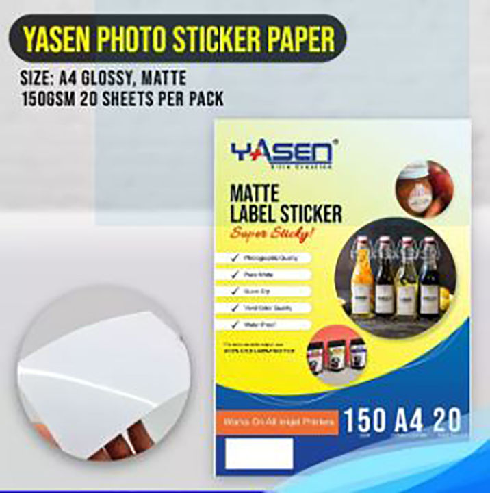 3packs Yasen Glossy /Matte Label Sticker 150GSM A4 | Lazada PH