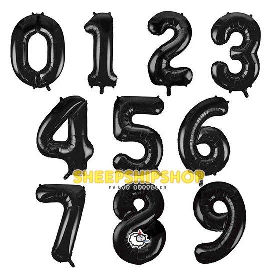 BALON FOIL ANGKA HITAM 40cm Ulang Tahun Happy Birthday Black Letter ...