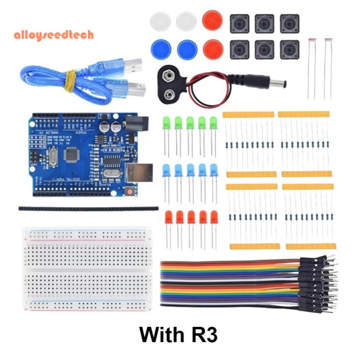 New Starter Kit 13 in 1 Mini Breadboard USB LED Jumper Wire Button 3 Color LED DIY Kit 400 Holes ...