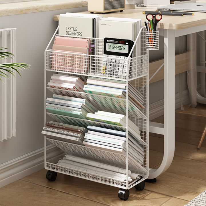 Movable bookshelf floor shelf student desk book storage small shelf ...