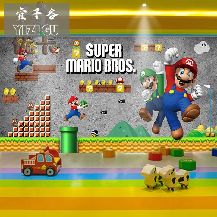 Super Mario wallpaper cartoon Mario children's room wall decoration ...