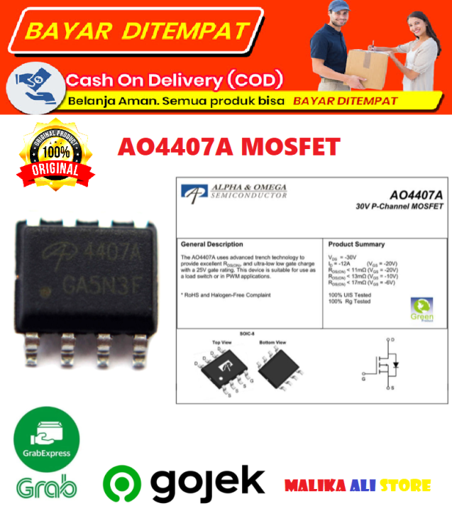MOSFET AO4407A 4407A SMT SOP-8 SMD AX90 | Lazada Indonesia