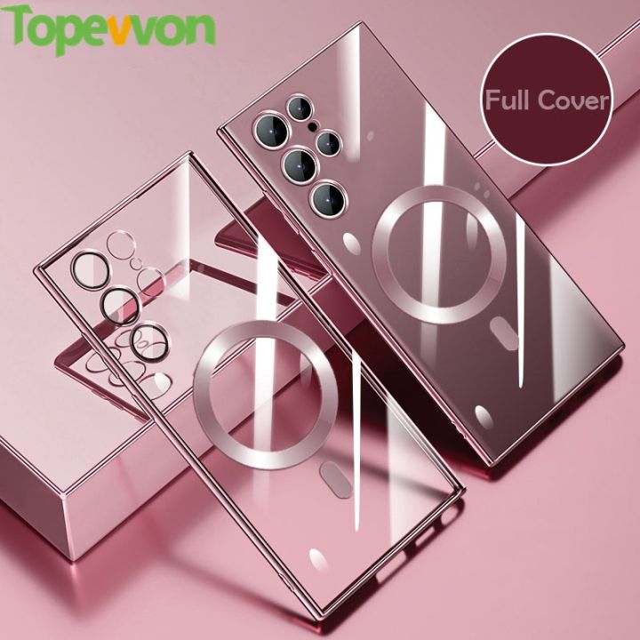 Topewon Luxury Plating Shockproof For Samsung S25 S24 S23 S22 Ultra S21 Plus Transparent Lens ...