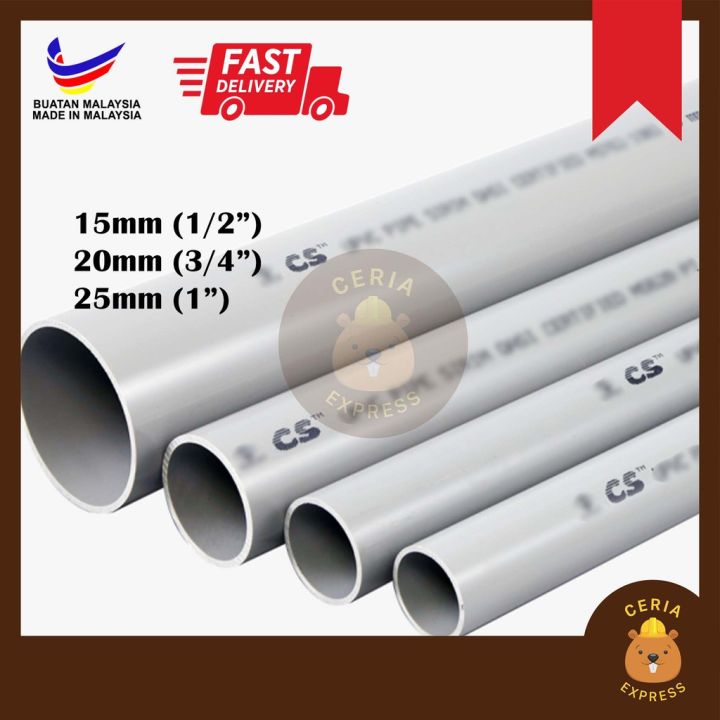 [ 𝟑 𝐅𝐓 / 𝐊𝐀𝐊𝐈 ] PVC PIPE CLASS 6 TEBAL & CLASS D NIPIS 1/2(15mm), 3/4(20mm), 1(25mm) Paip Air ...