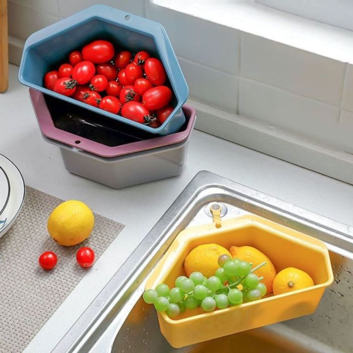 GHDGH Tam giác Nhựa Thoát nước Đồ dùng nhà bếp Cốc hút Kệ lọc bồn rửa ...